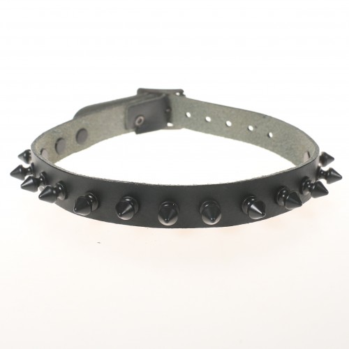 1 Row Black Spiked Leather Choker