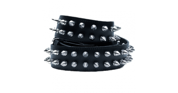 3 Row Pyramid Studded Leather Belt S-XL