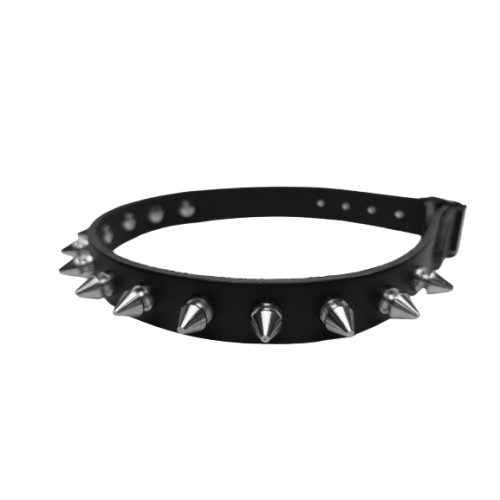 1 Row Black Spiked Leather Choker